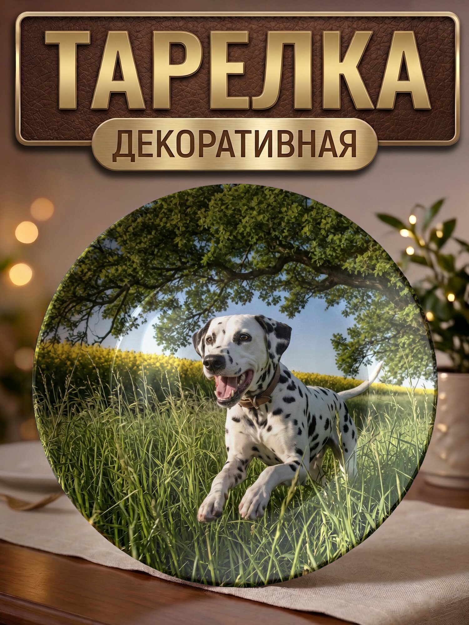 Тарелка декоративная Далматин в поле