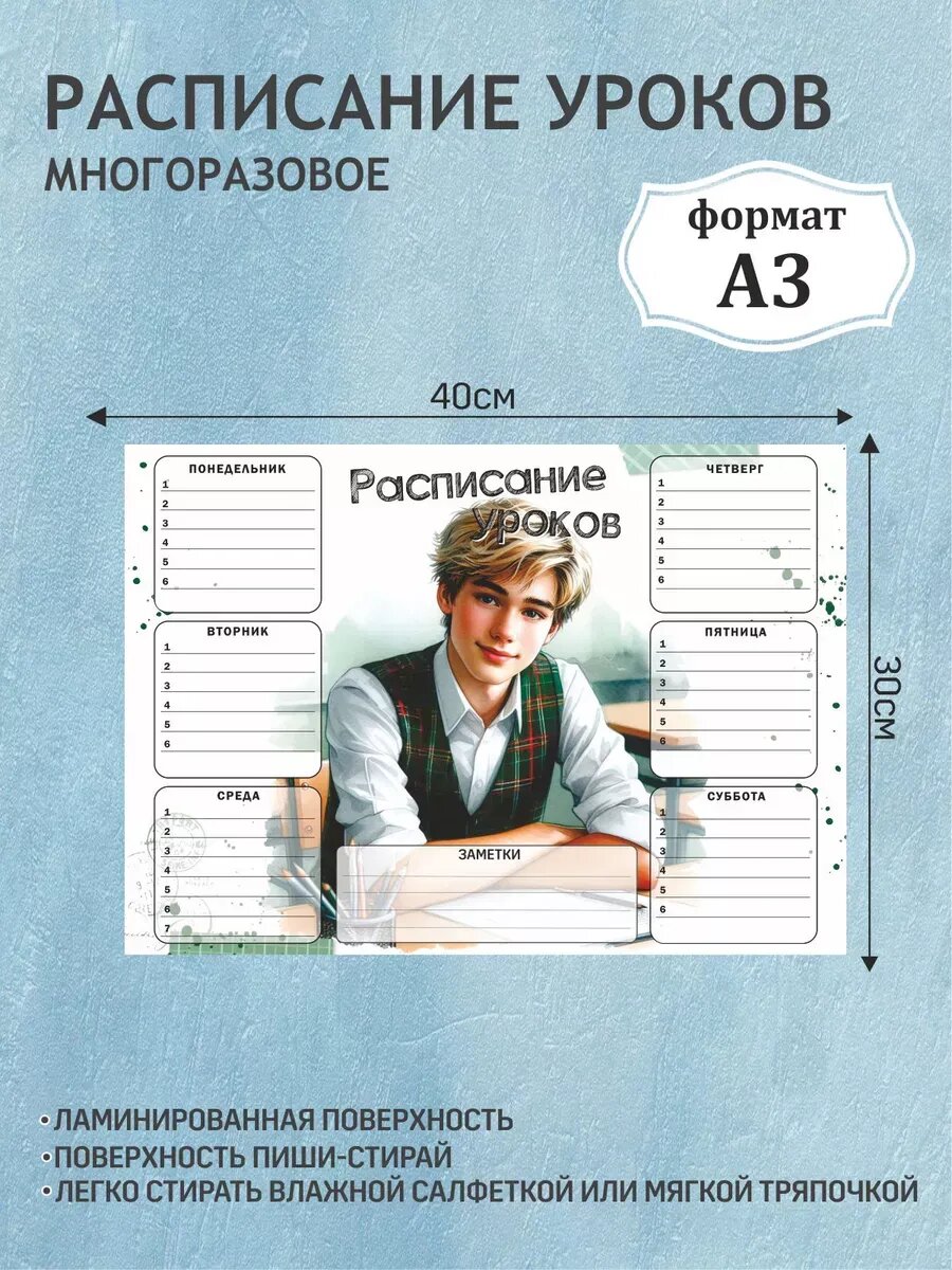 Расписание уроков настенное многоразовое