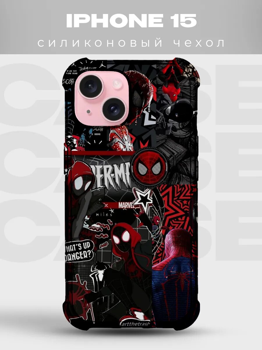 Чехол на iPhone 15 Человек-паук марвел spiderman комикс