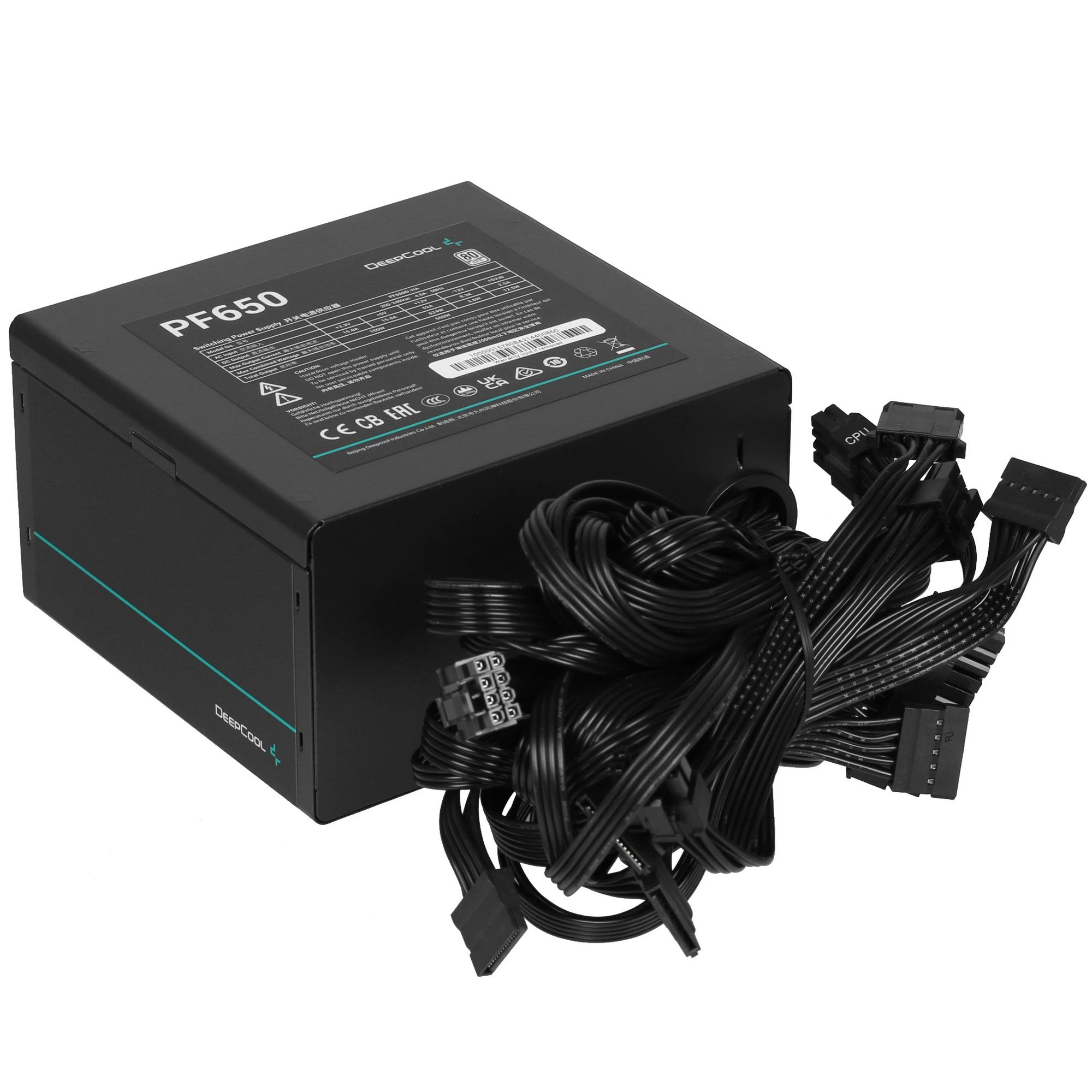 Блок питания для игрового и домашнего компьютера DeepCool PF650, мощность 650 Вт