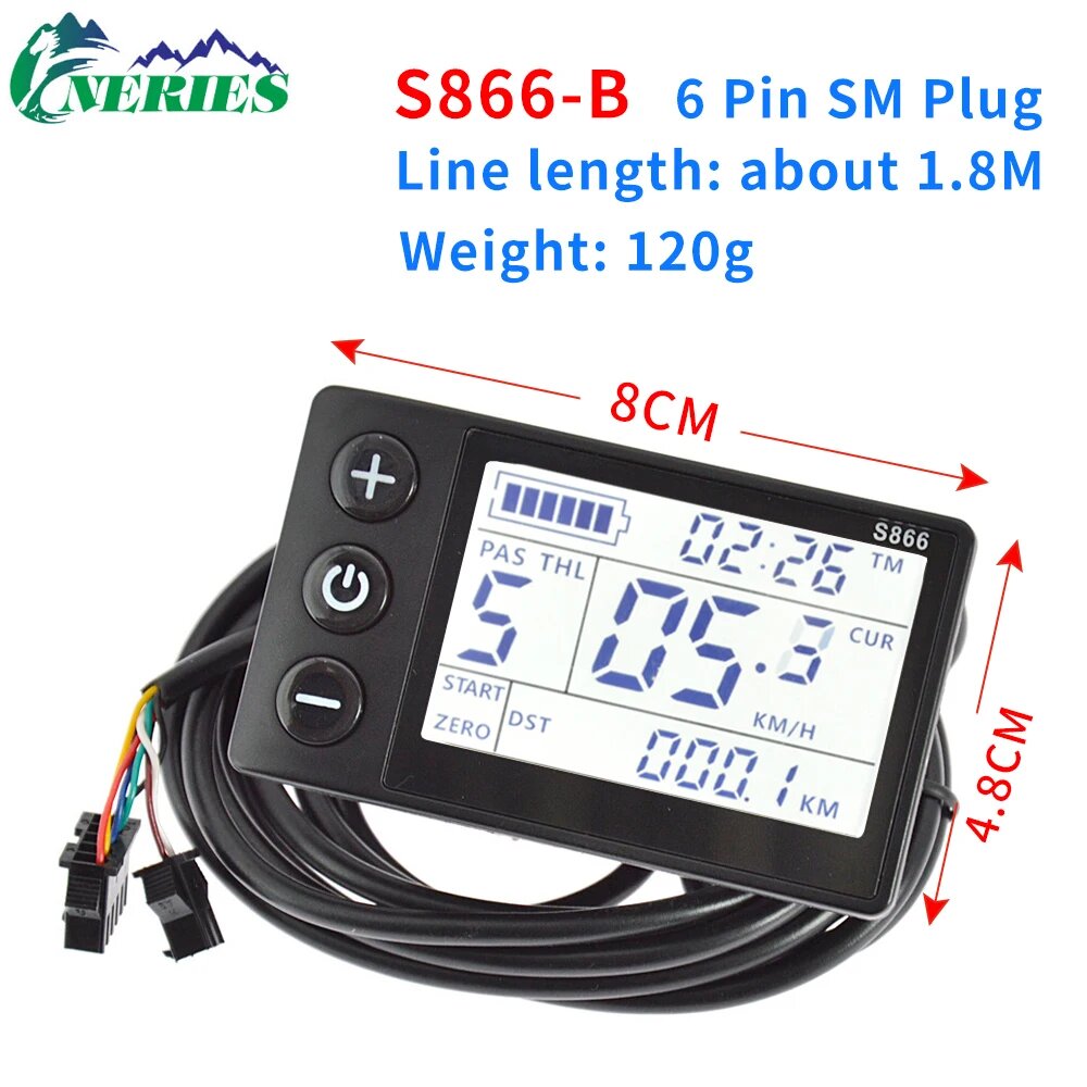 Дисплей для электровелосипеда S866-B 6 Pin SM