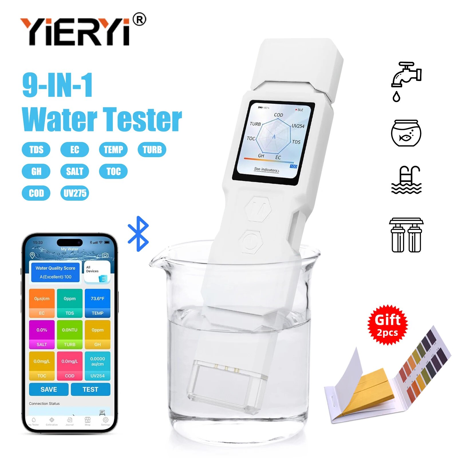Yieryi 9 в 1 детектора качества воды