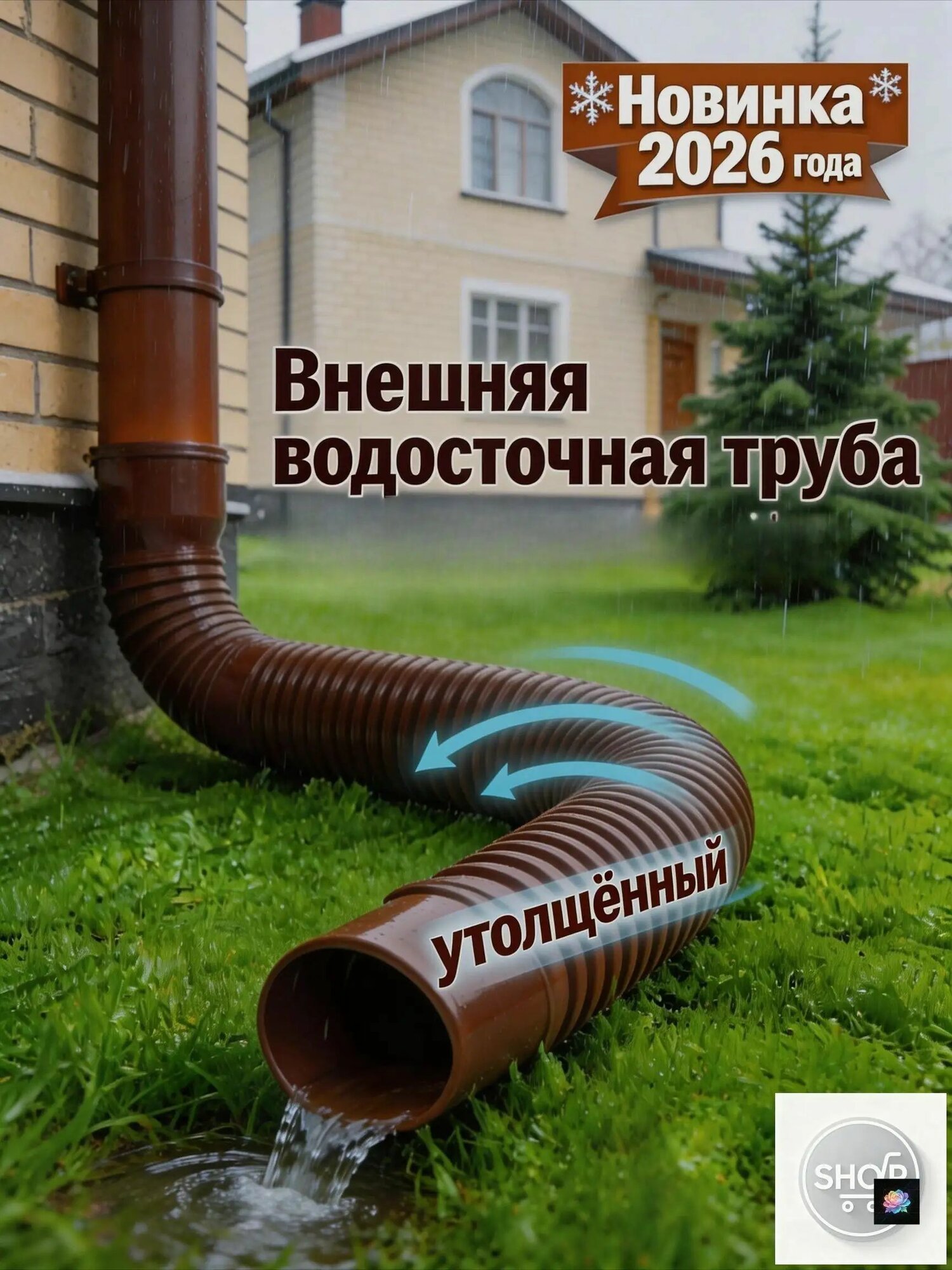 Труба дренажная удлинительная 80-100 мм, гибкая пластиковая для водостока