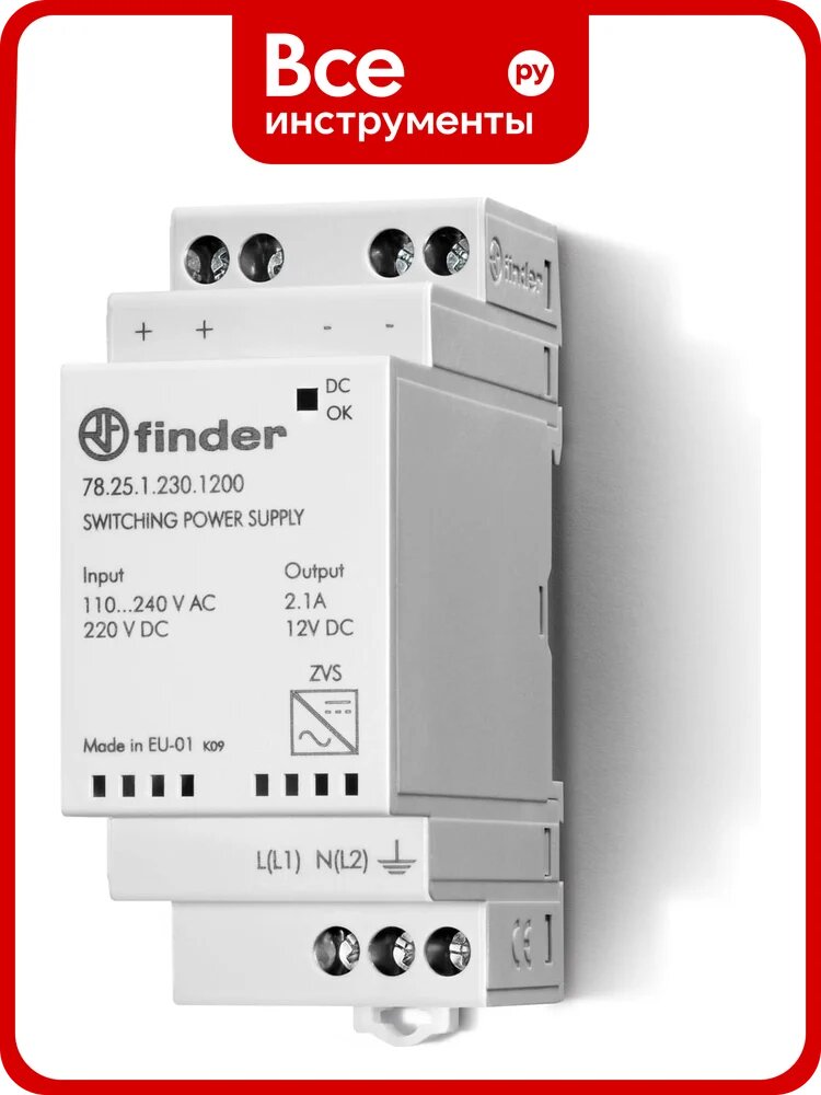 Импульсный источник питания Finder вход 110-240в Ac/220в Dc, выход 12в Dc, 25вт, 782512301200