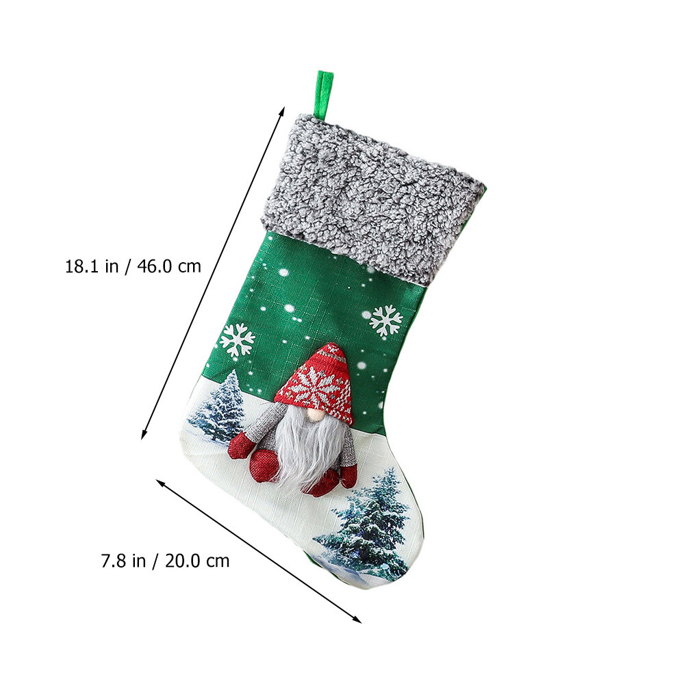 Новогодний Чулок Для Конфет 1 Шт Зеленый 46x20 Cm Декоративный Подвесной Мешочек Для Дома И Офиса В Форме Гнома
