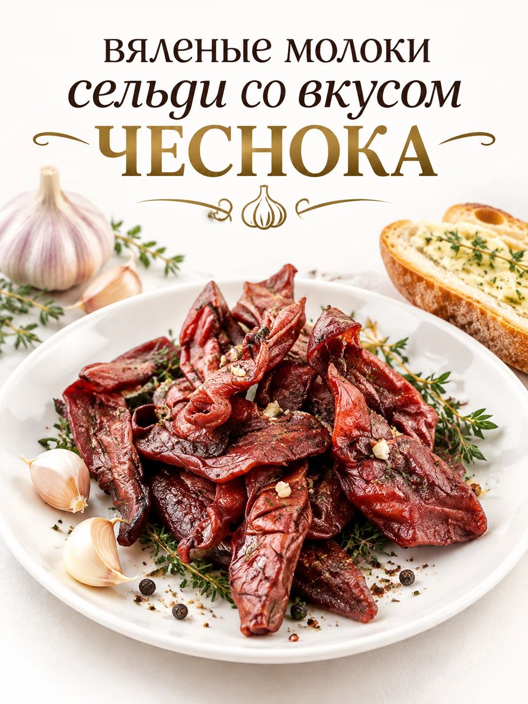 Вяленые молоки сельди со вкусом чеснок 30г