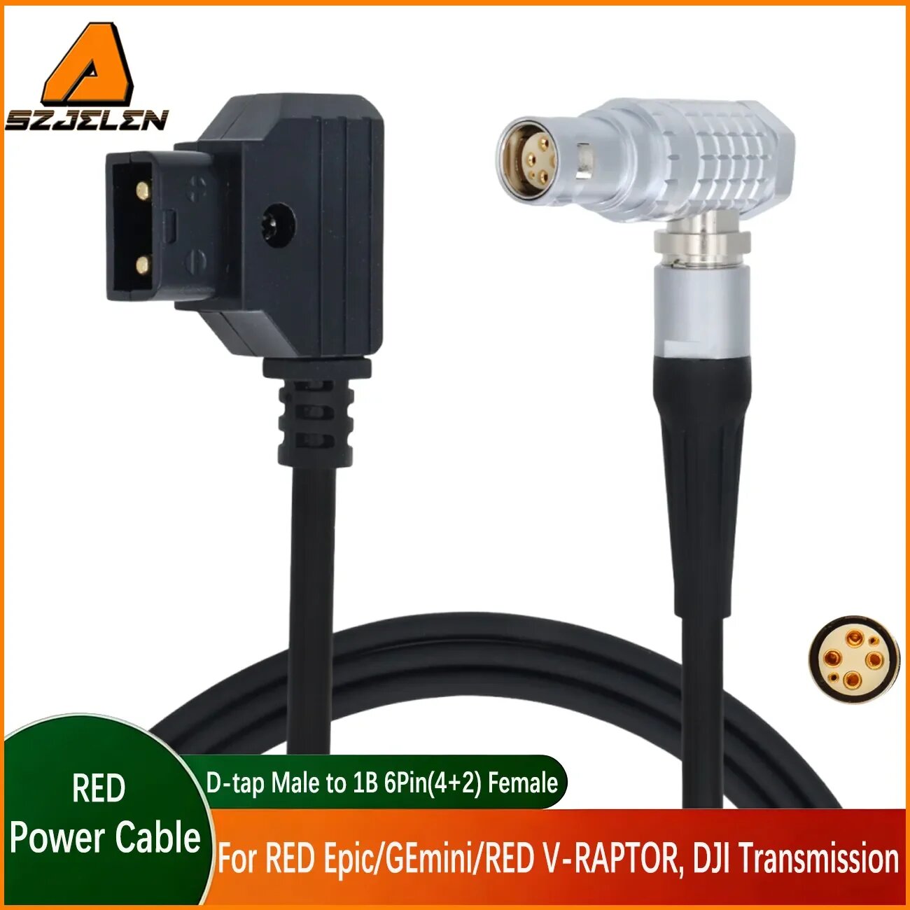 Кабель SZJELEN D-Tap к RED 1B, 70см, Right Angle