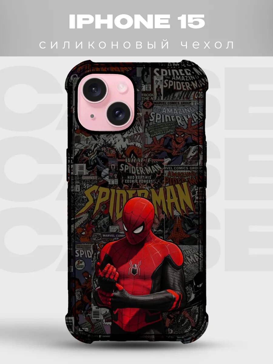 Чехол на iPhone 15 Человек-паук spiderman комикс spider man