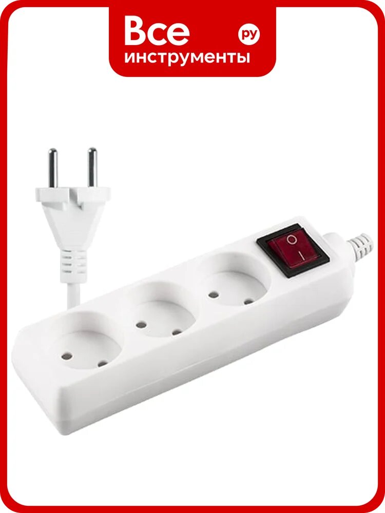 Удлинитель ФАZАFS075-03-150 2,5 кВт ПВС 2х0.75 с выкл. 10А IP20 (3 роз, 1,5 м, выкл) 5017092