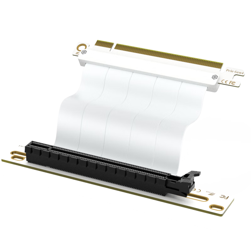 ZHENWEI PCIe 4.0 X16 кабель расширения видеокарты 10 см 90 градусов вертикальный кабель для видеокарты белый Версия：10