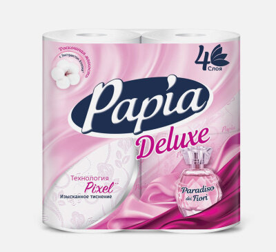 Papia Deluxe Туалетная бумага Paradiso Dei Fiori четырёхслойная, 4 рулона