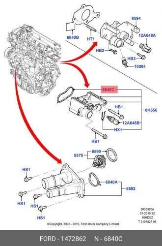 Прокл. корп. термостата FORD C-MAX (2011>)