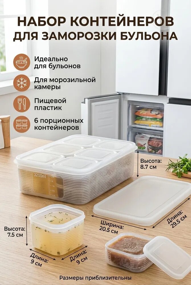 Контейнер пищевой 380 мл 7 шт полипропилен