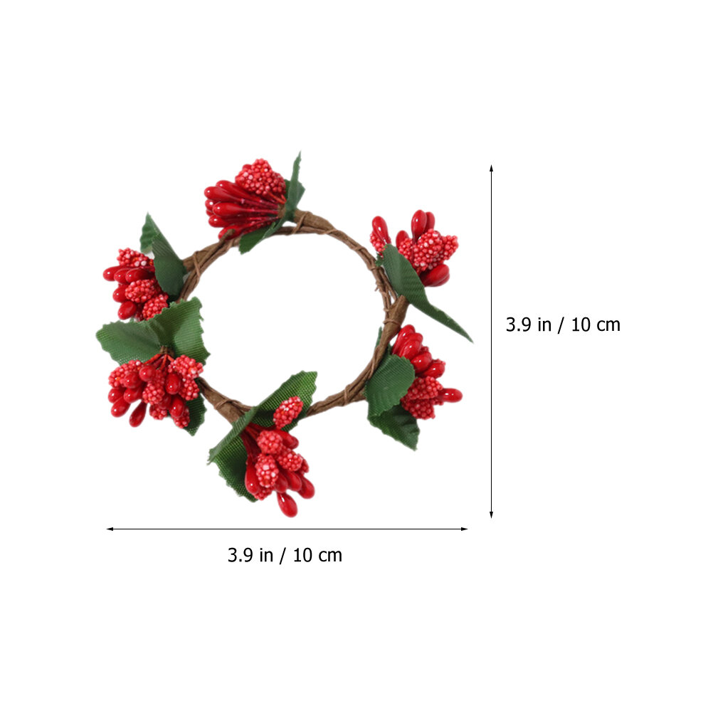 5 Пcs Гирлянды Из Красных Ягод Для Свечей Венки Для Стола 10Cm