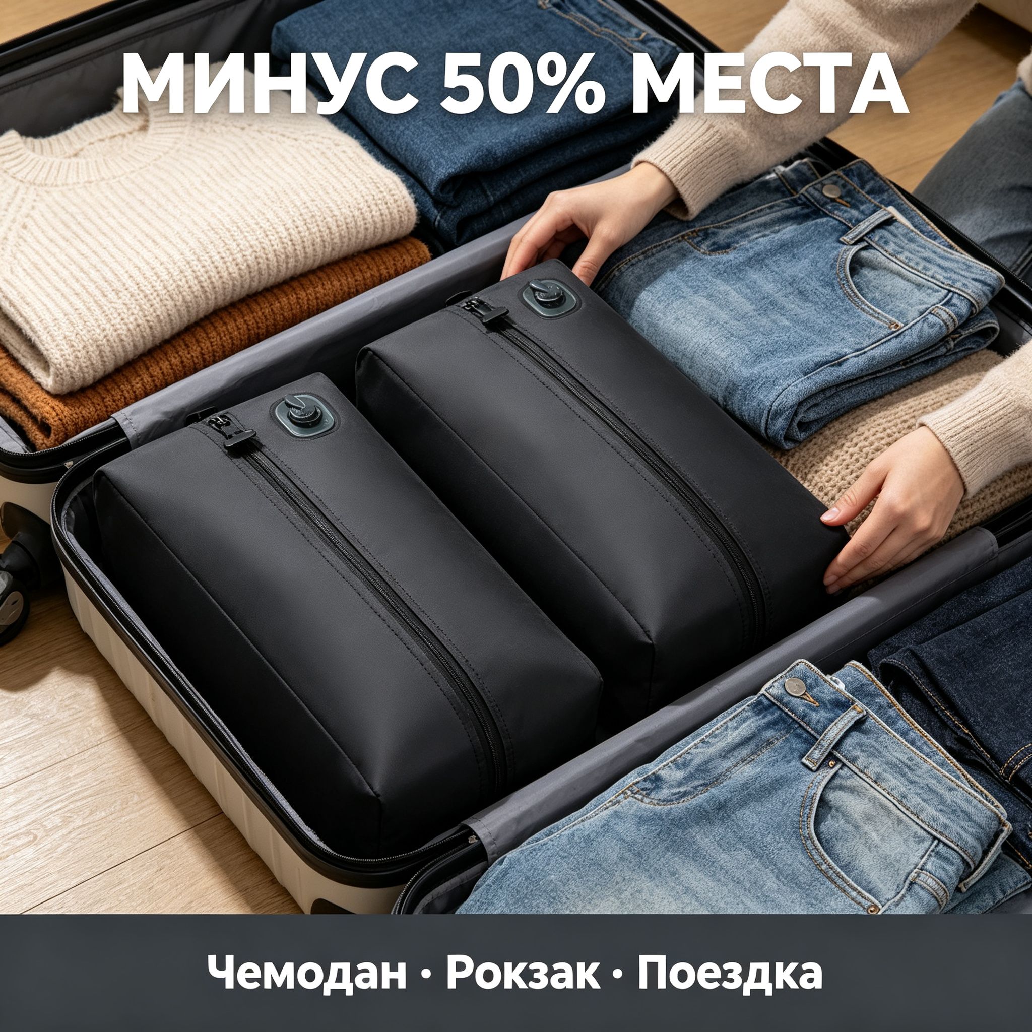 Вакуумный пакет для одежды с электропомпой, перезаряжаемый, водонепроницаемый, складной, для путешествий и чемодана