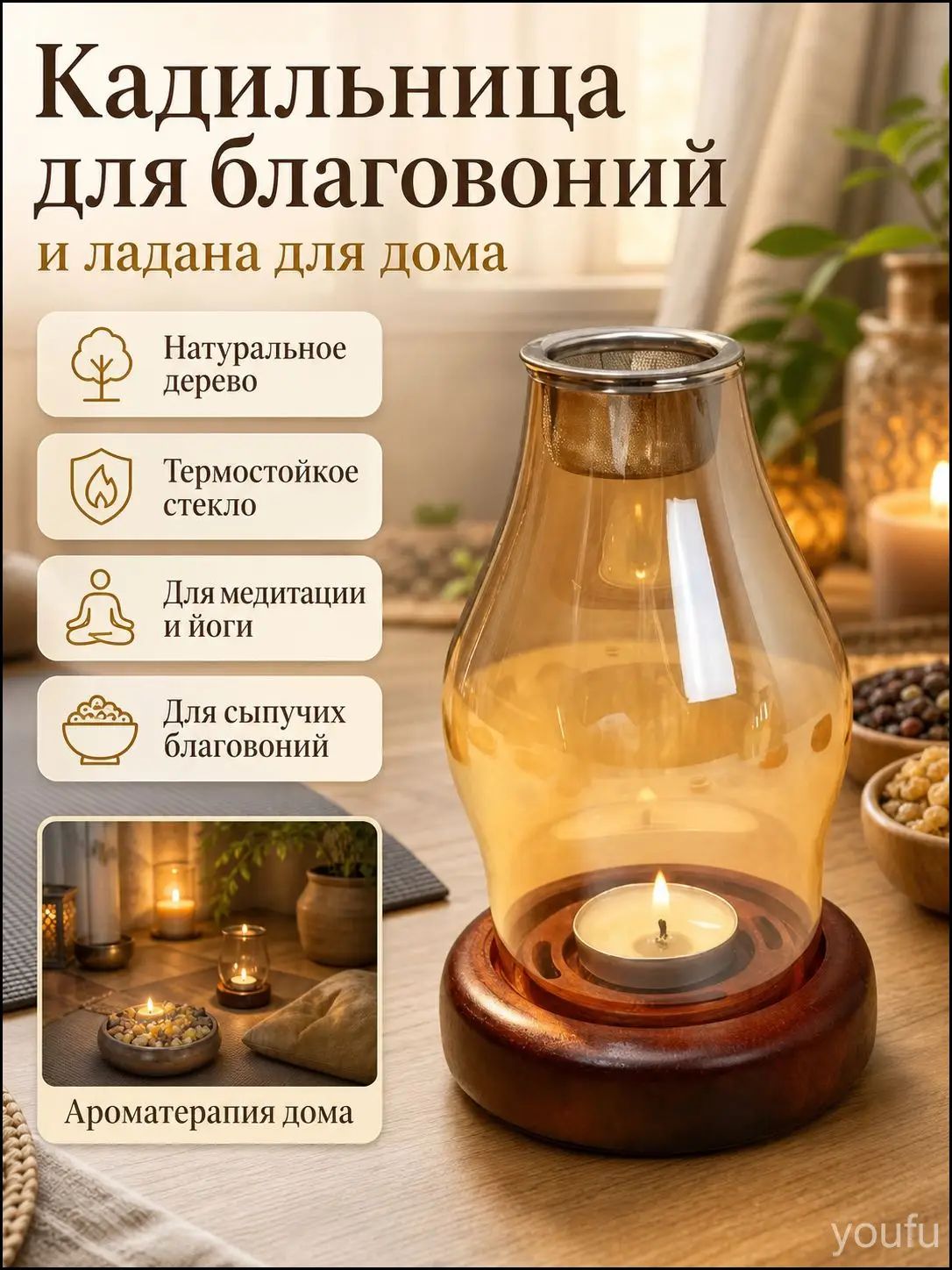 Кадило эксклюзивное, бахурница для медитаций и дома, подставка для благовоний и ладана