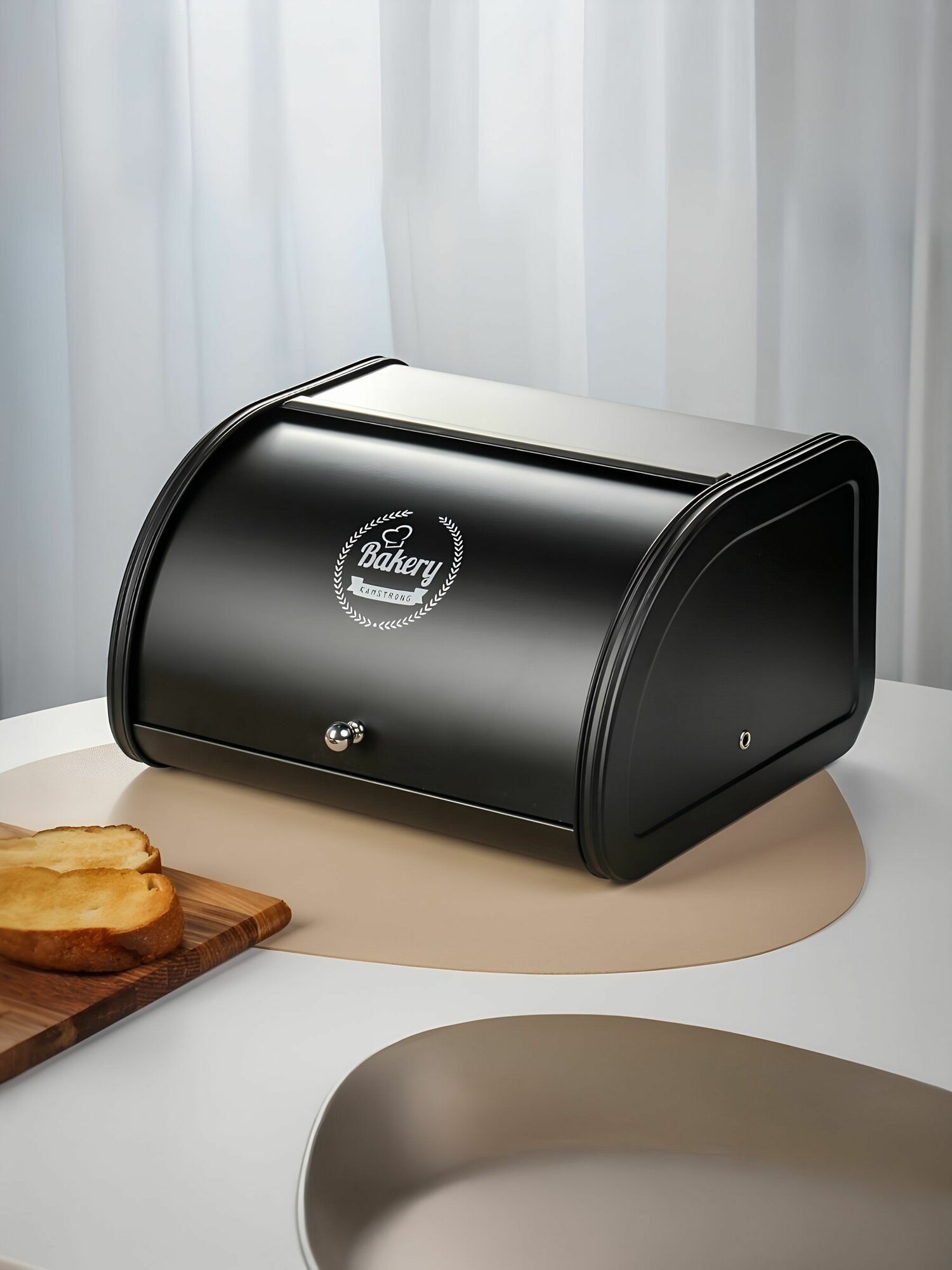 Хлебница BakeryBox металл 30 25 17 см черная со сдвижной крышкой Y4-9648