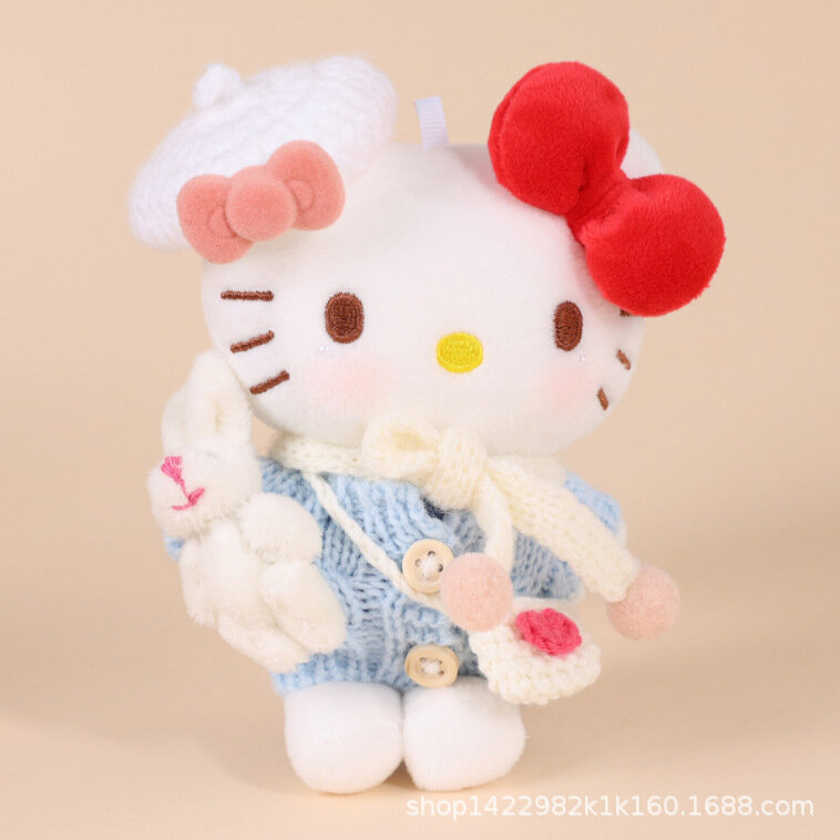 Оригинальный брелок Sanrio Hello Kitty, плюшевый кулон для рюкзака, 10 см, зимний день