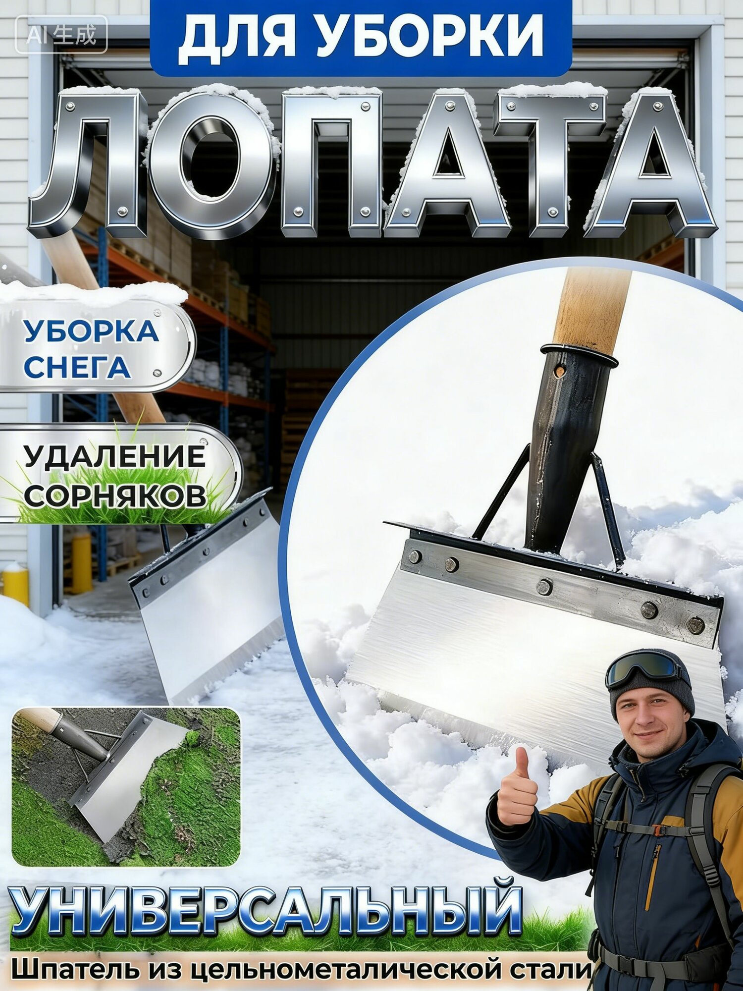 VOEVOESG Скребок-ледоруб универсальная, посадочная 23 см