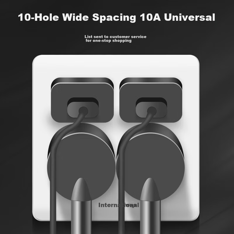 FDD Switch Socket 10A Ten-Hole Socket Two-Way Five-Hole 86-Type Concealed Socket Panel Ten-Hole 10A White — фото 1