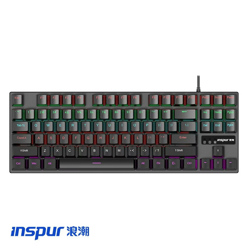 Inspur 87-клавишная механическая клавиатура с красным переключателем и RGB-подсветкой для офиса и игр Цвет и эффекты