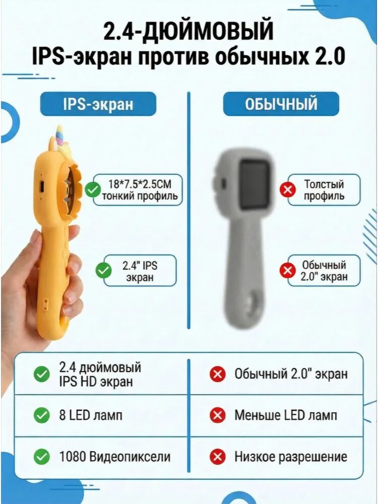 Микроскоп детский желтый с экраном 2.4" HD 600x для детей от 3-5 лет — фото 1