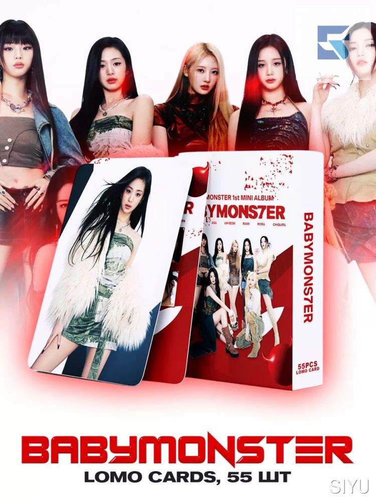Коллекционные карточки BABYMONSTER Lomo RAYMONSTER 55 шт для фанатов K-pop фотокарточки