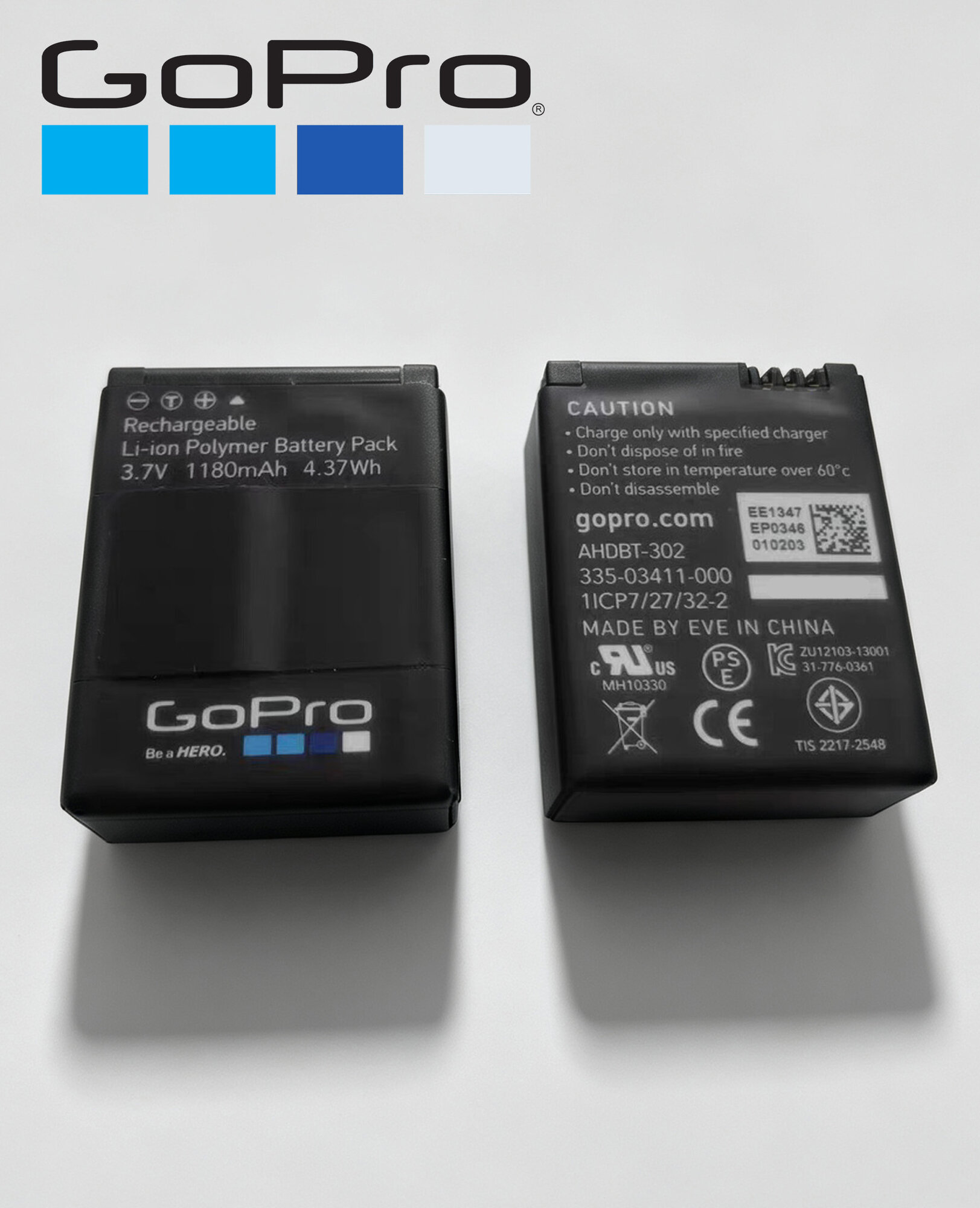 Аккумулятор AHDBT-302 для экшн камеры GoPro HERO3 HERO3+, литий-полимерный 3.7V 1180mAh
