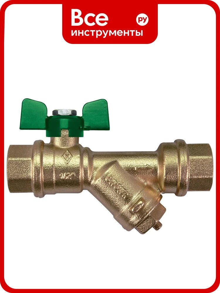 Kран шаровой для воды Bugatti с фильтром Eco Valve Rp1" DN20 PN20 арт.741G 0741G08