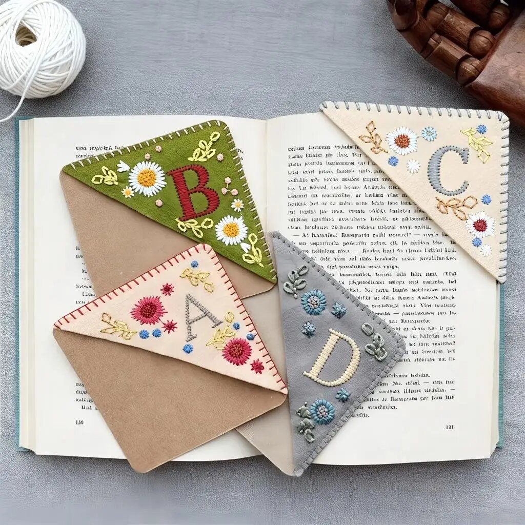 Винтажная тканевая закладка с вышивкой B summer