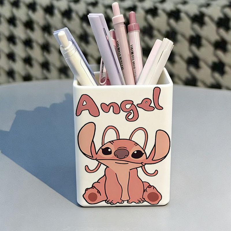 Карандашница с персонажами Stitch и Angel, 1 шт, для школы и офиса школьная канцелярия офисная канцелярия для рисования