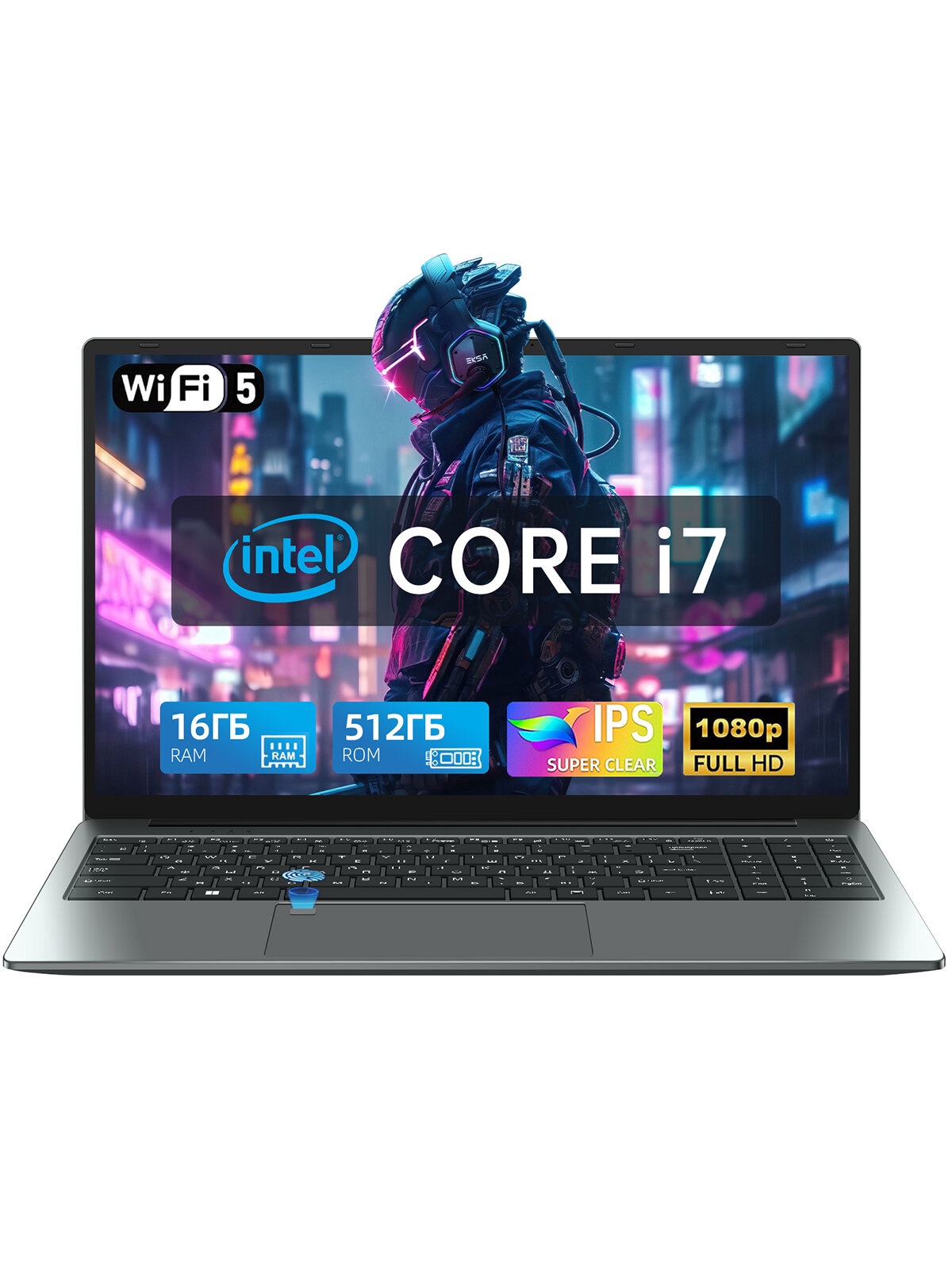 Игровой ноутбук 16", Intel core i7 8750H, RAM 16GB, SSD 512GB, Windows 11, Разблокировка по отпечатку пальца