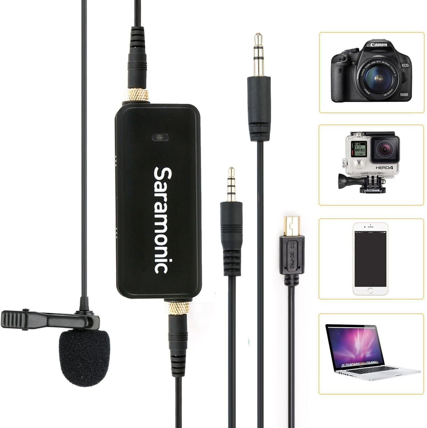 Микрофон петличный Saramonic LavMic с двухканальными микшером, microUSB, TRS, TRRS