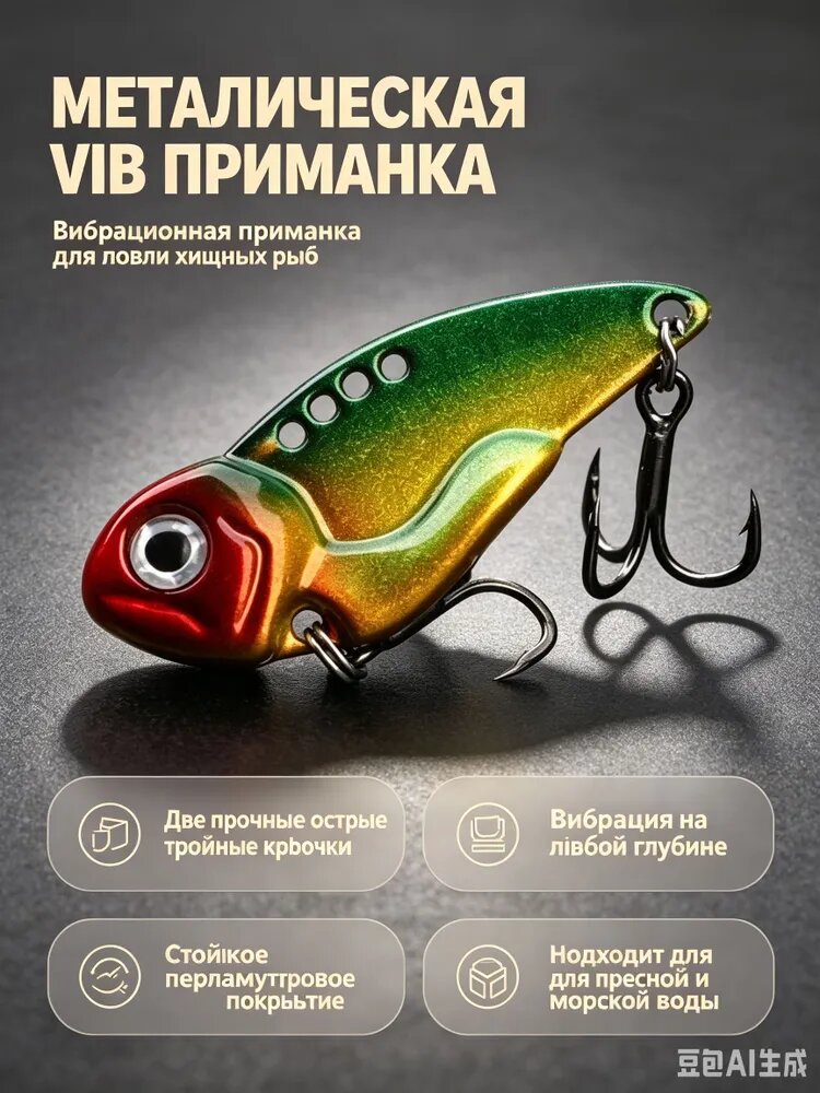 Металлический вибро-воблер VIB для спиннинга приманка для окуня, жереха и щуки