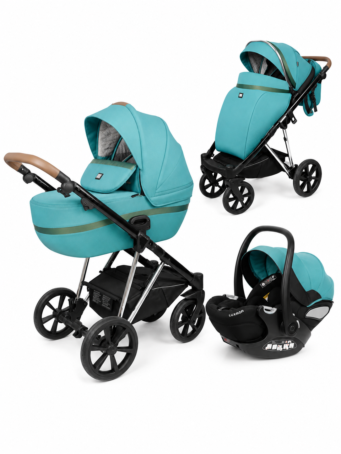 Коляска универсальная 3в1 BREND LUXMOM ORIGINAL F11, цвет голубое озеро