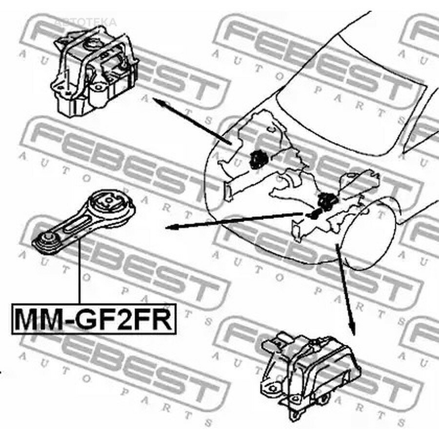 Опора двигателя MITSUBISHI OUTLANDER GF0# 2012.04- перед. FEBEST MMGF2FR