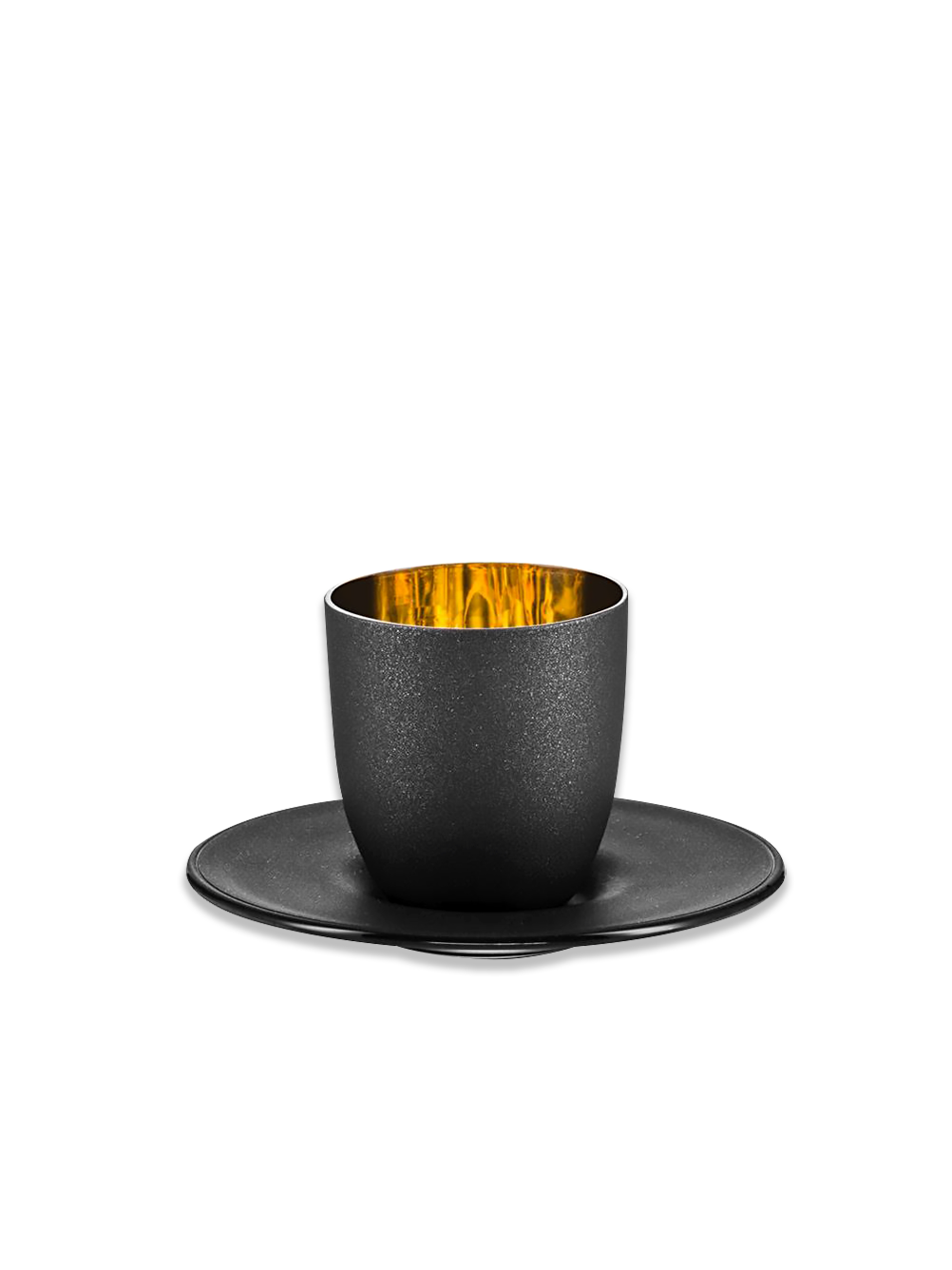 Кофейная пара ESPRESSO, EISCH Cosmo, чашка 1шт, блюдце 1шт, хрустальное стекло, 100мл, ручная работа, черный/золото