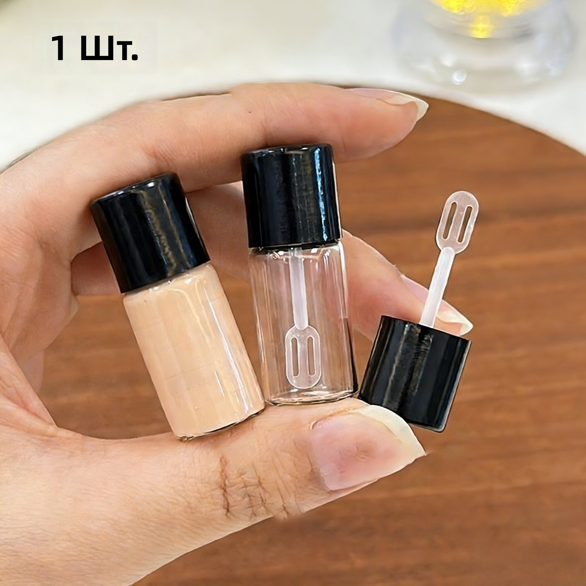 Стеклянный дорожный флакон-дозатор с крышкой, прозрачный, 0,1 унции, 1 шт. Многоразовый косметический контейнер для сыворотки, тонального крема и консилера, совместим с кистями, для хранения в ванной.