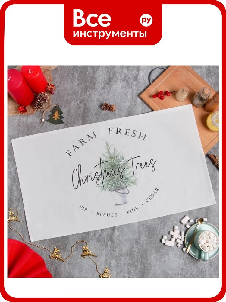 Полотенце Этель Christmas tree 40x73 см, 100% хл, саржа 190 гр/м2 7772782