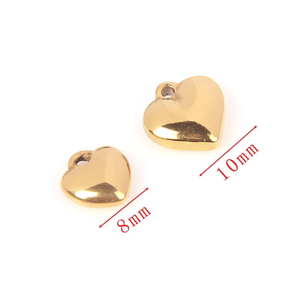 XHN 5 шт. подвесок в форме сердца из нержавеющей стали для рукоделия 10mm 5pcs, DZ-078 Gold