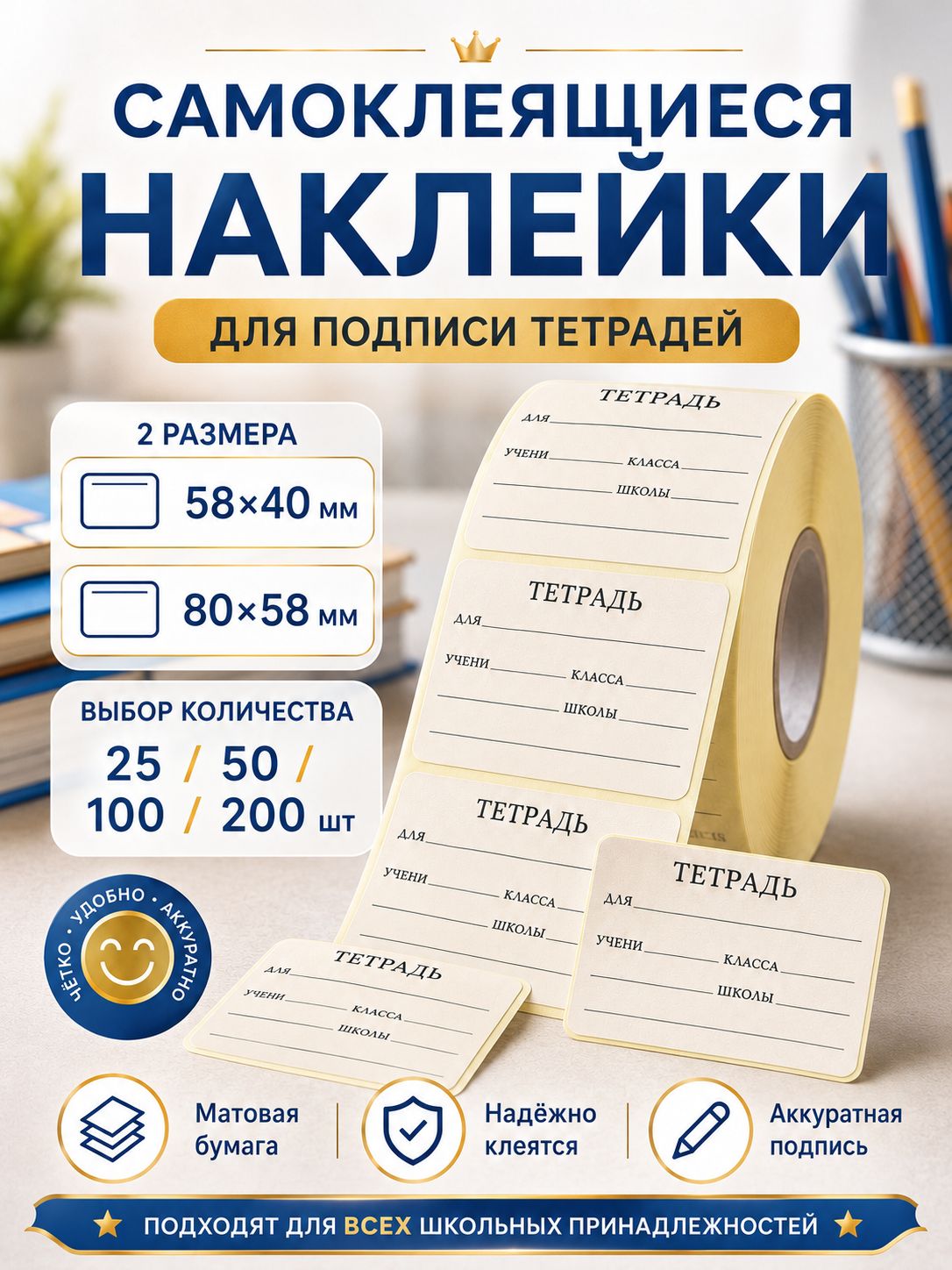 Наклейки на тетрадь для подписи / 25 штук. stic129-025