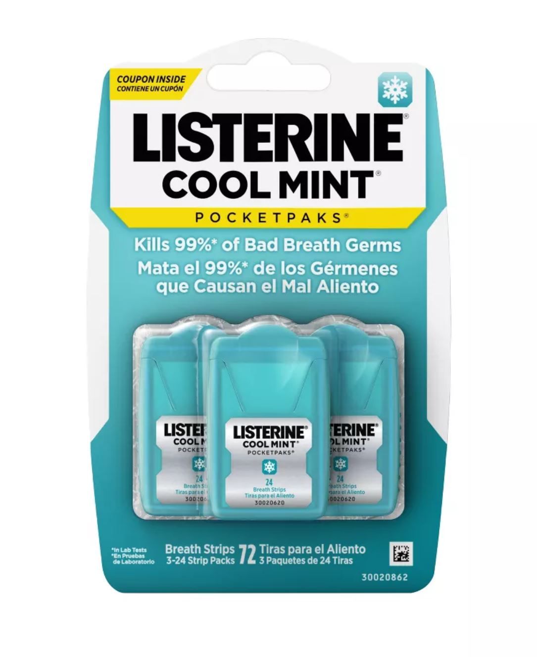 Освежающие полоски для дыхания LISTERINE Cool Mint Pocketpaks, 72 шт