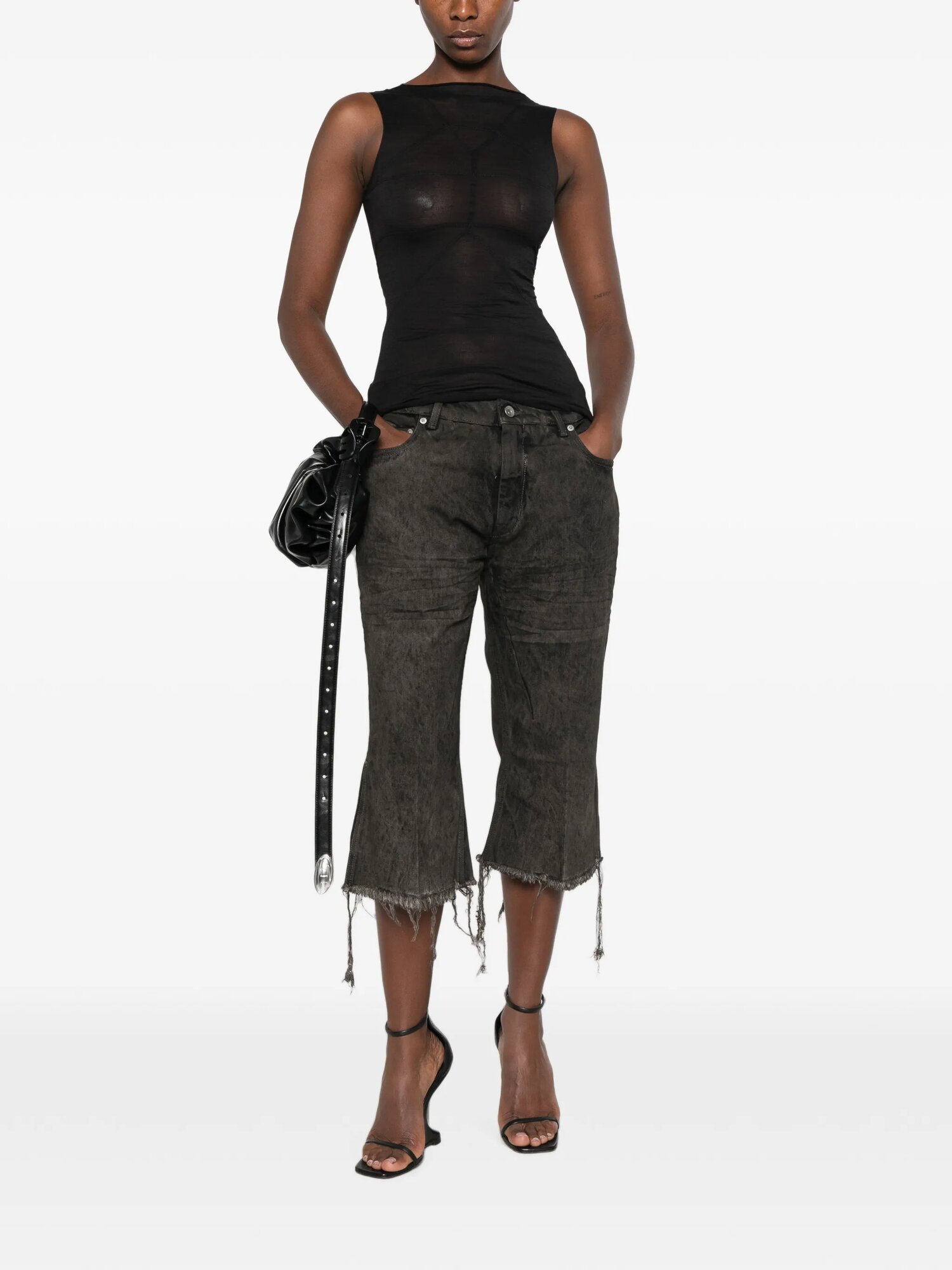 Топ Rick Owens Sheer panelled top, размер 42, black — фото 1