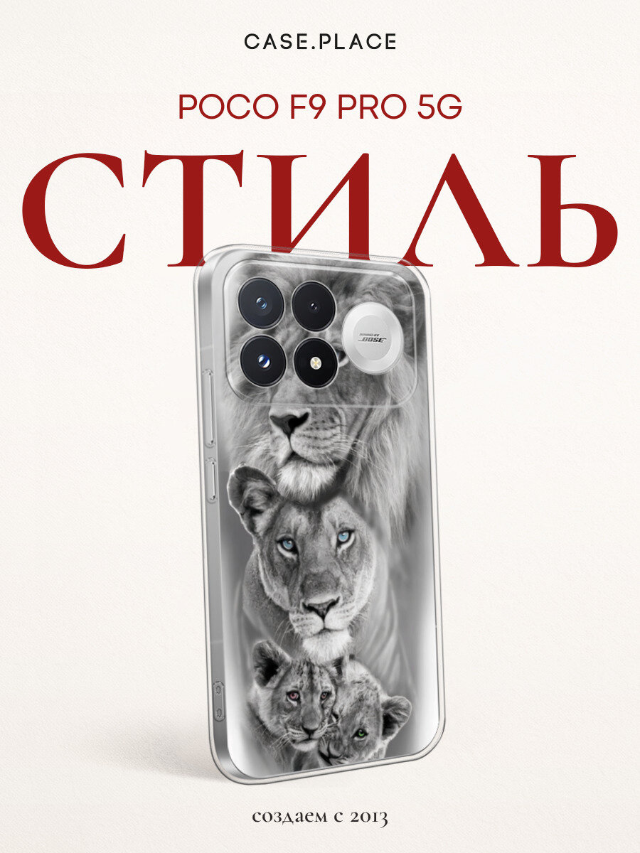 Чехол на Poco F9 Pro 5G / Поко F9 Про 5G с принтом Львиная семья