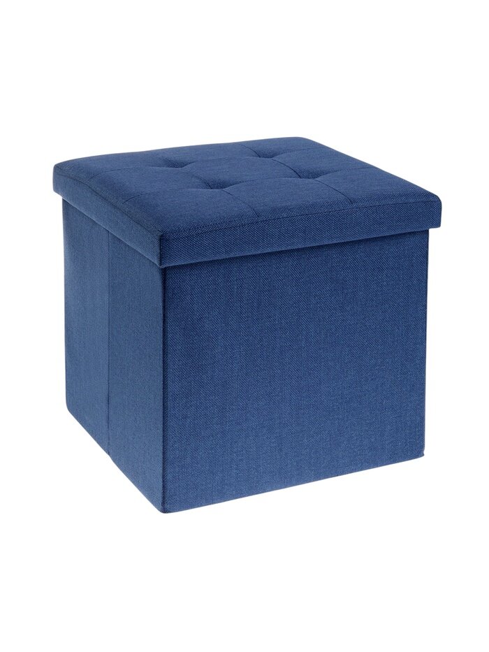 Пуф - короб складной, с ящиком 38×38×38 см, прострочка, рогожка крупная, цвет джинс