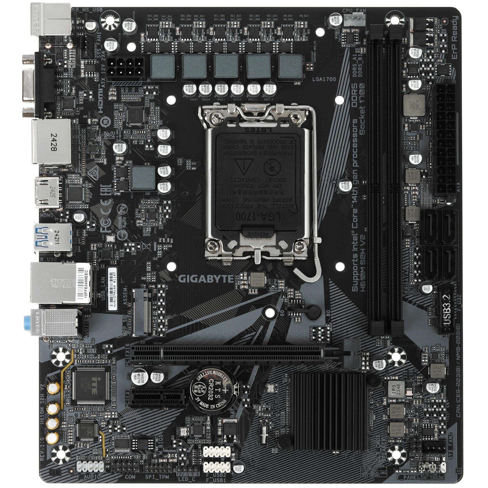 Материнская плата GIGABYTE H610M S2H V2, Intel H610, LGA 1700, DDR5, Micro-ATX