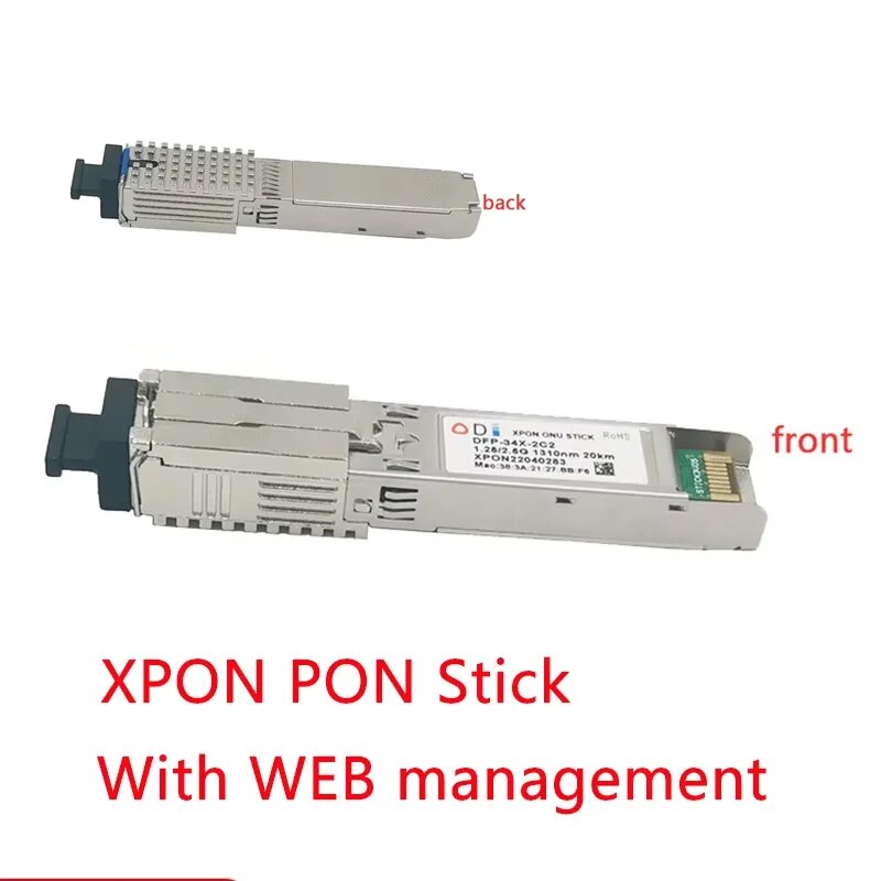 PON-модуль (стик) EPON GPON XPON SFP ONU с MAC, PPPoE, IPoE, HGU, SC-коннектором, 1490/1330 нм, 1.25 Гбит/с, 802.3ah