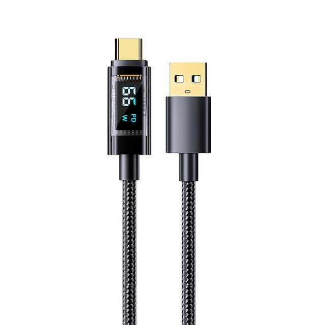 Кабель для зарядки usb c премиум 66w быстрое зарядка с цифровым индикатором для мобильных устройств и аксессуаров usb type c 2м