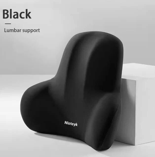 Поясничная подушка из мемори-пены для авто, офиса и игр Черный, Black1