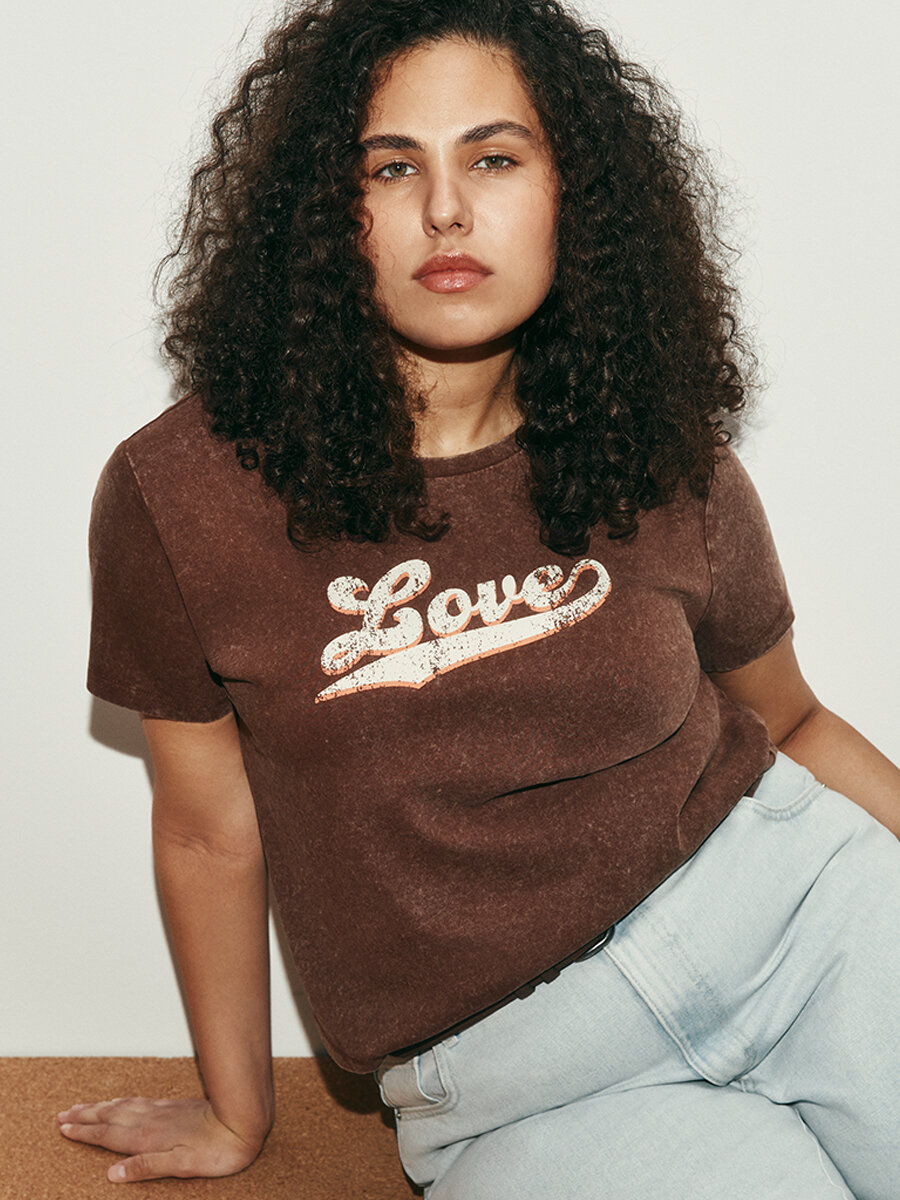 Футболка прямая с принтом больших размеров